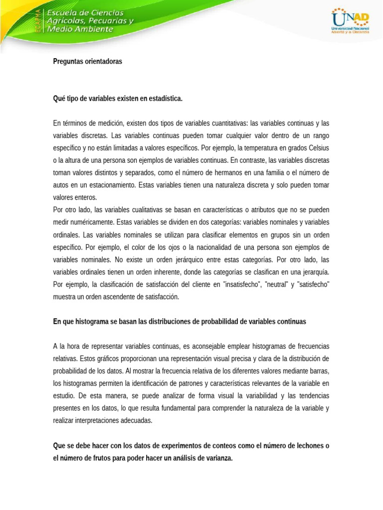 Preguntas Orientadas | PDF | Histograma | Análisis de variación