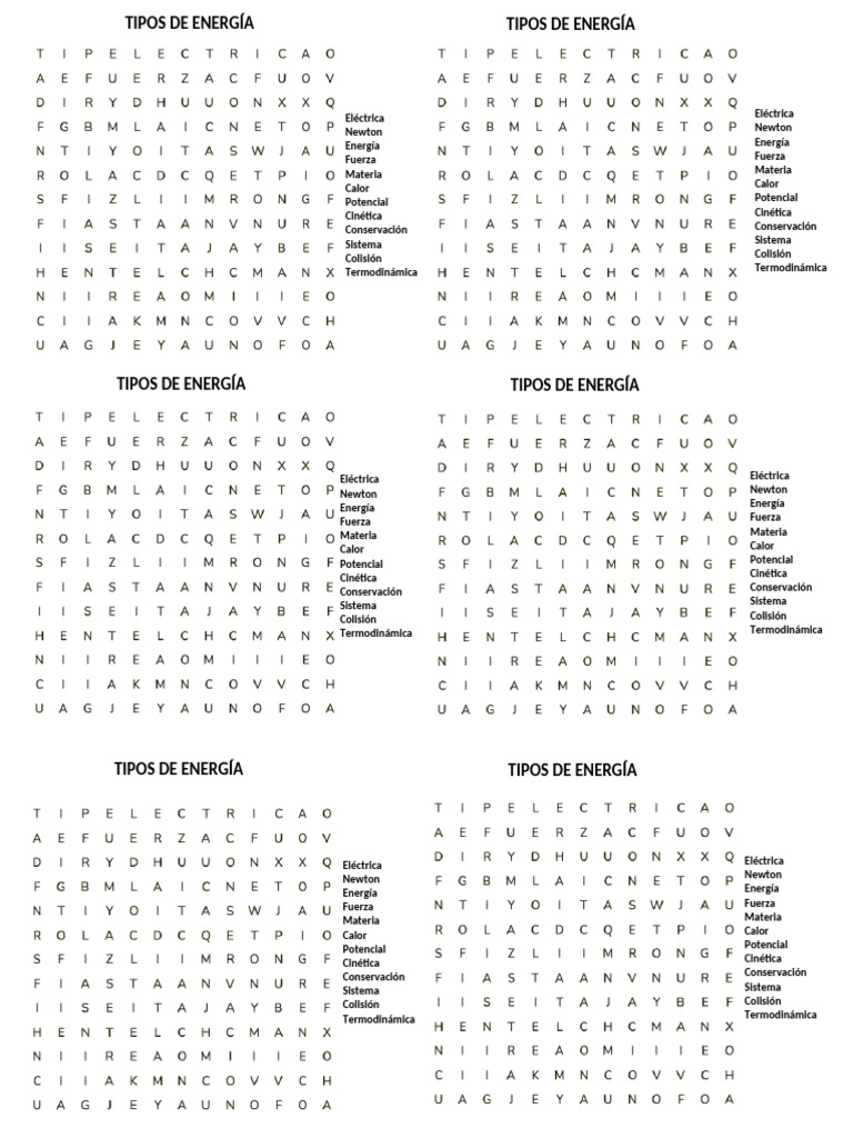 Sopa de Letras Energía | PDF