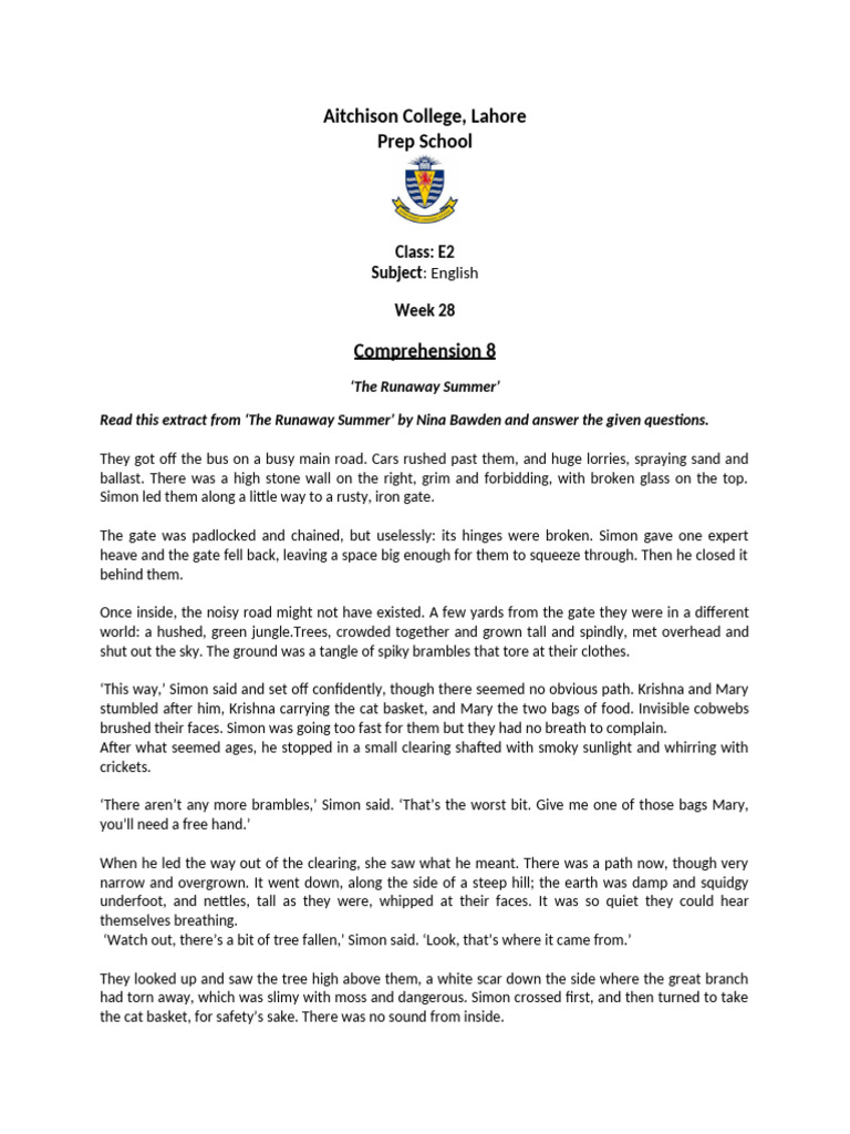 E2, Week 28 - Comprehension | PDF