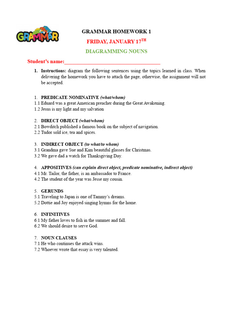 Grammar Homework 9TH Grade | PDF | Linguistics | Linguistic Morphology