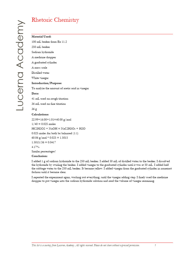 Chemistry-Informal-Lab-Template 21 | PDF