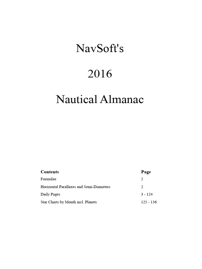 2016 Nautical Almanac by NavSoft | PDF | Planets Of The Solar System ...
