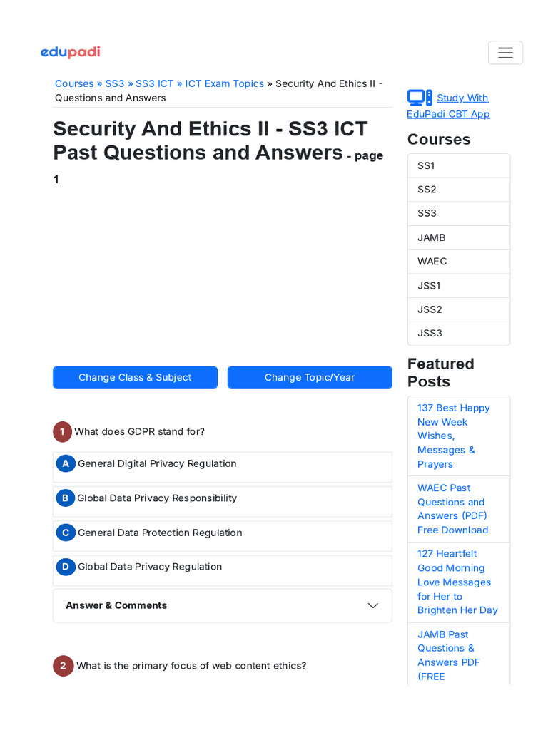 Edupadi Com Classroom Lessons Ss3 Ict Security and Ethics II Page 1... | PDF | Malware ...