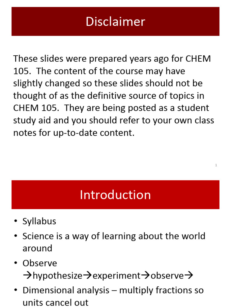 CHEM 105 Study Aid Slides | PDF | Acid | Buffer Solution