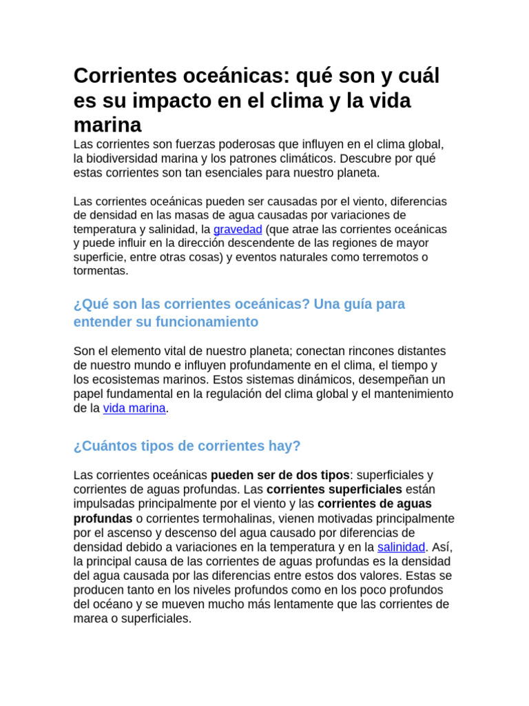 Corrientes Oceánicas | PDF | Clima | Océanos