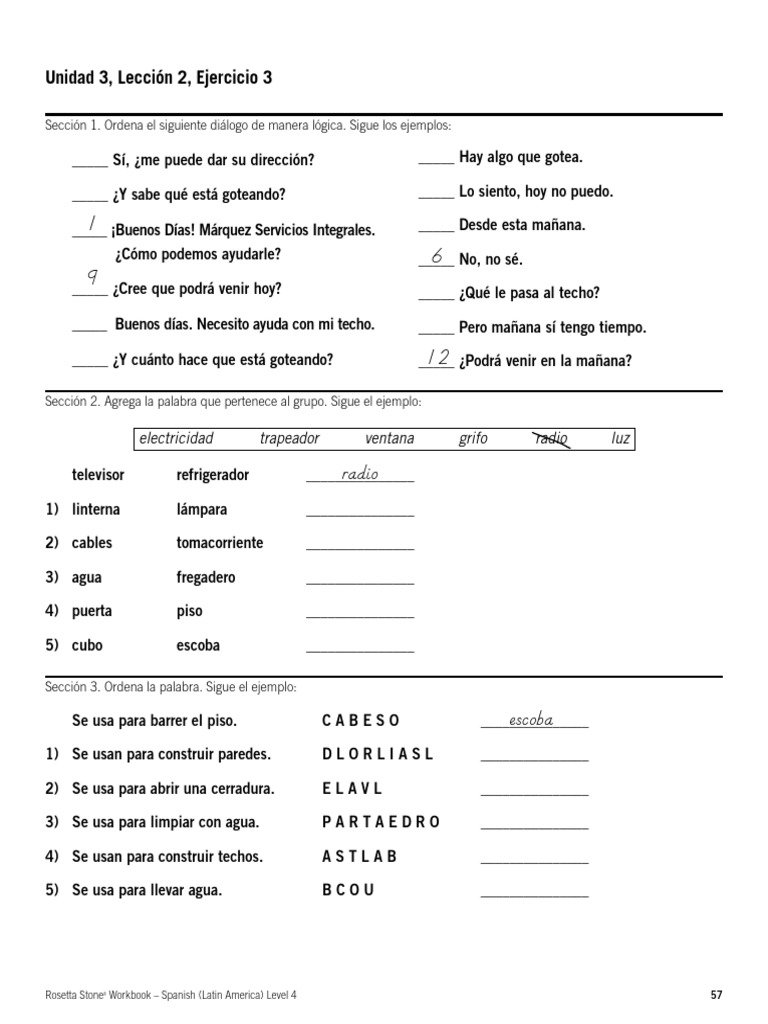 Spanish Student Workbook 61 63 | PDF