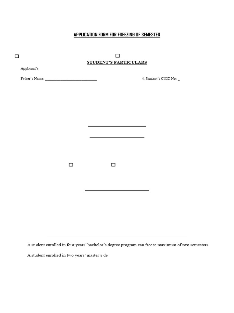 Semester Freeze Application | PDF