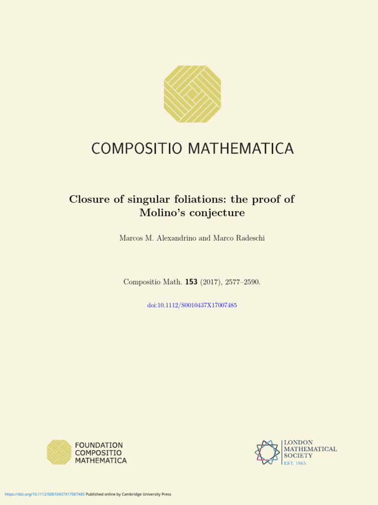 Molino's Conjecture on Foliations Proof | PDF | Euclidean Space ...
