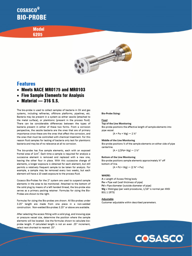 Cosasco Two-Inch - Bioprobe | PDF | Pipe (Fluid Conveyance) | Building ...