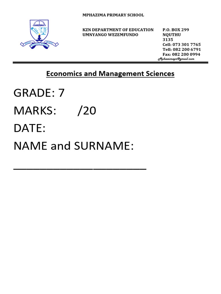 Grade 7 EMS Worksheet | PDF