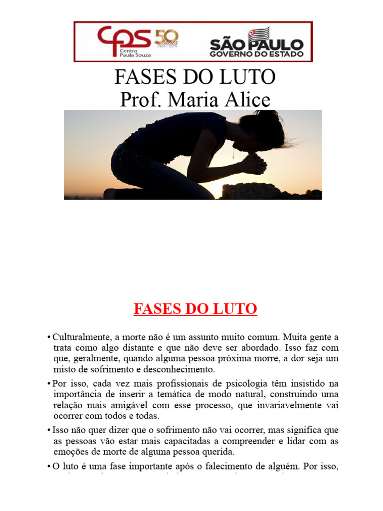 FASES DO LUTO | PDF | Morte | Depressão