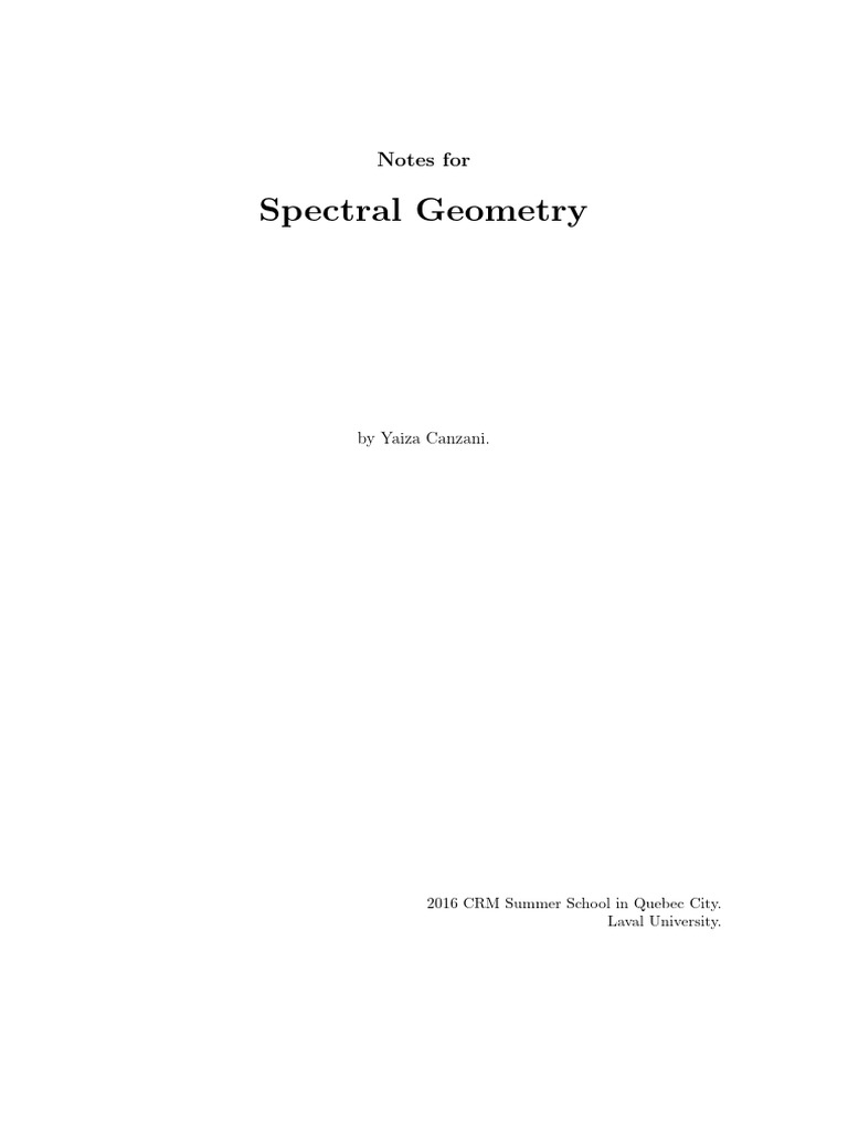 Spectral Geometry Lecture Notes | PDF | Schrödinger Equation ...