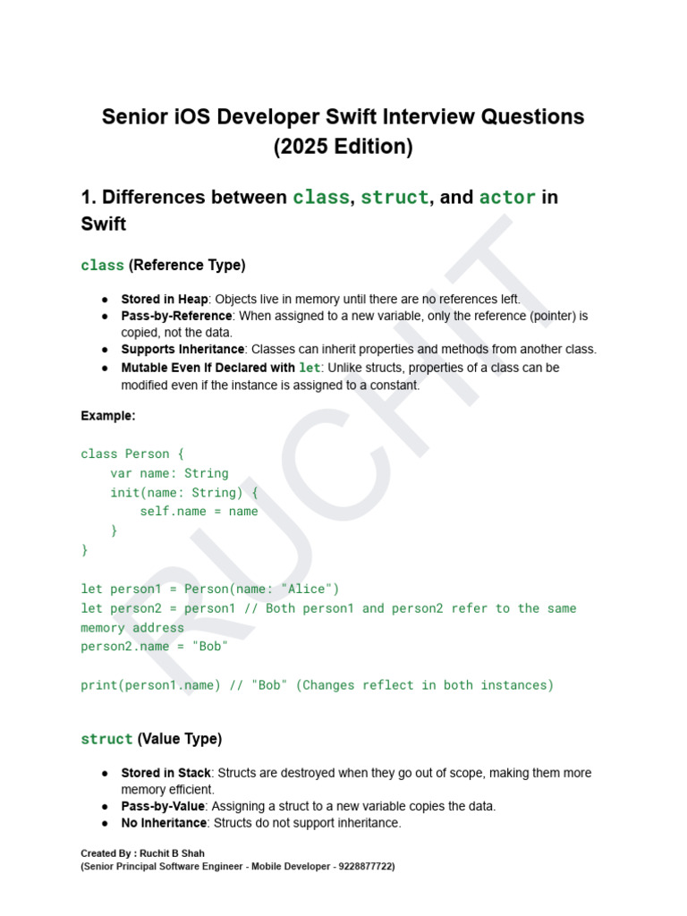 Senior iOS Developer Swift Que-Ans (2025 Edition) | PDF | Swift (Programming Language) | Encryption