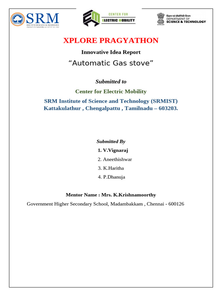 Future Innovator_SRM Report | PDF | Automation | Stove