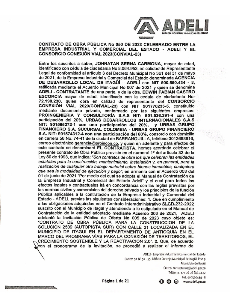 Contrato ADELI 050-2023 | PDF