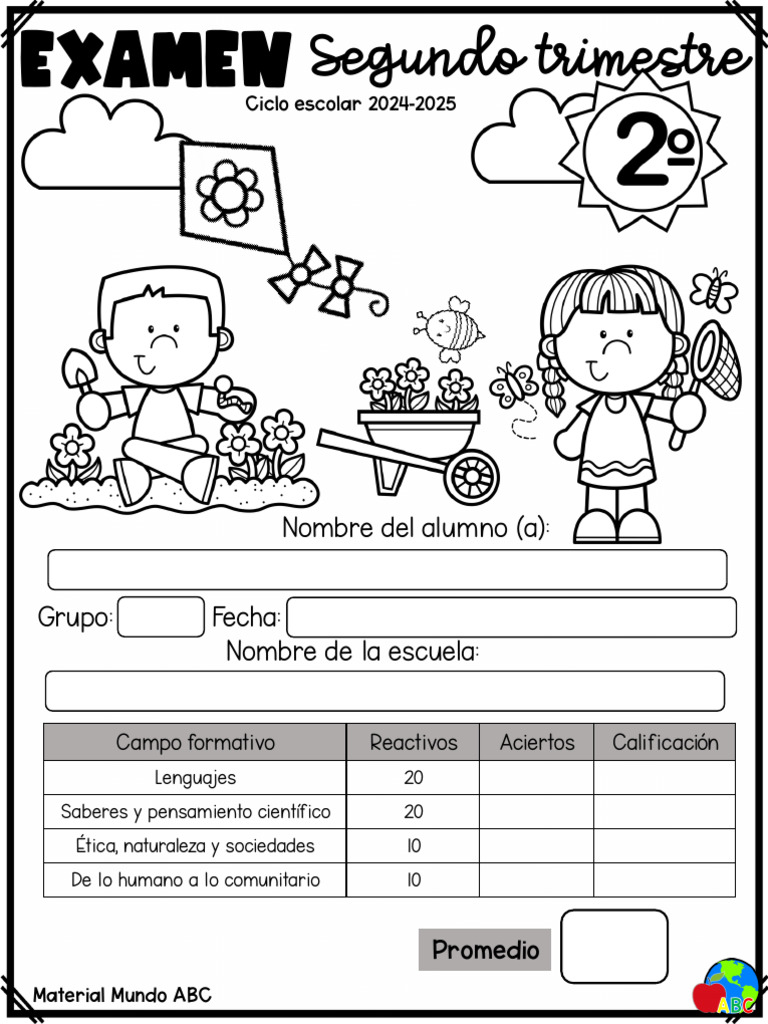 Examen Segundo Grado - Segundo Trimestre 24-25 | PDF