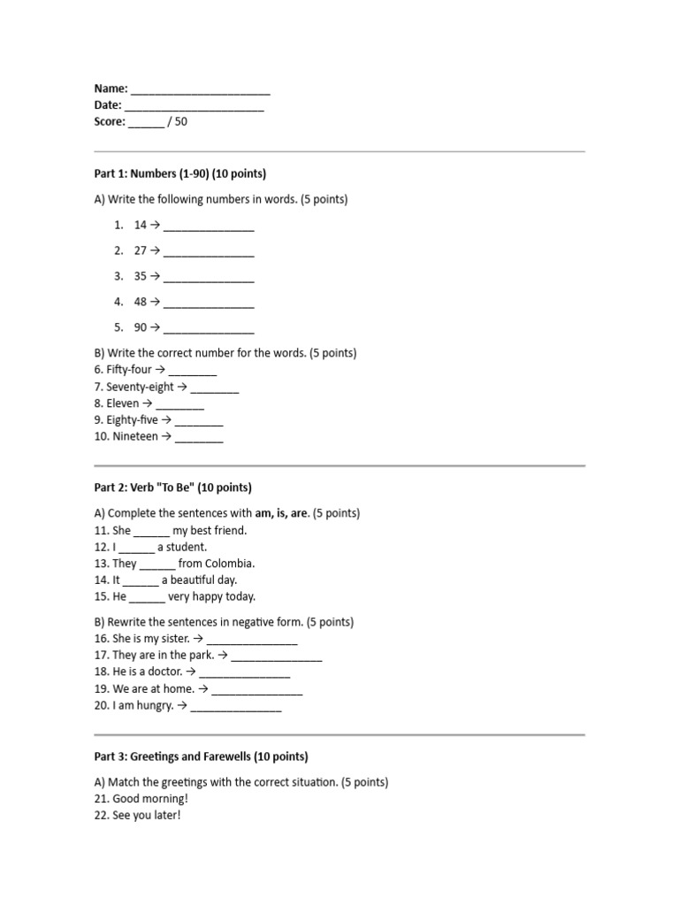 English Language Assessment Worksheet | PDF