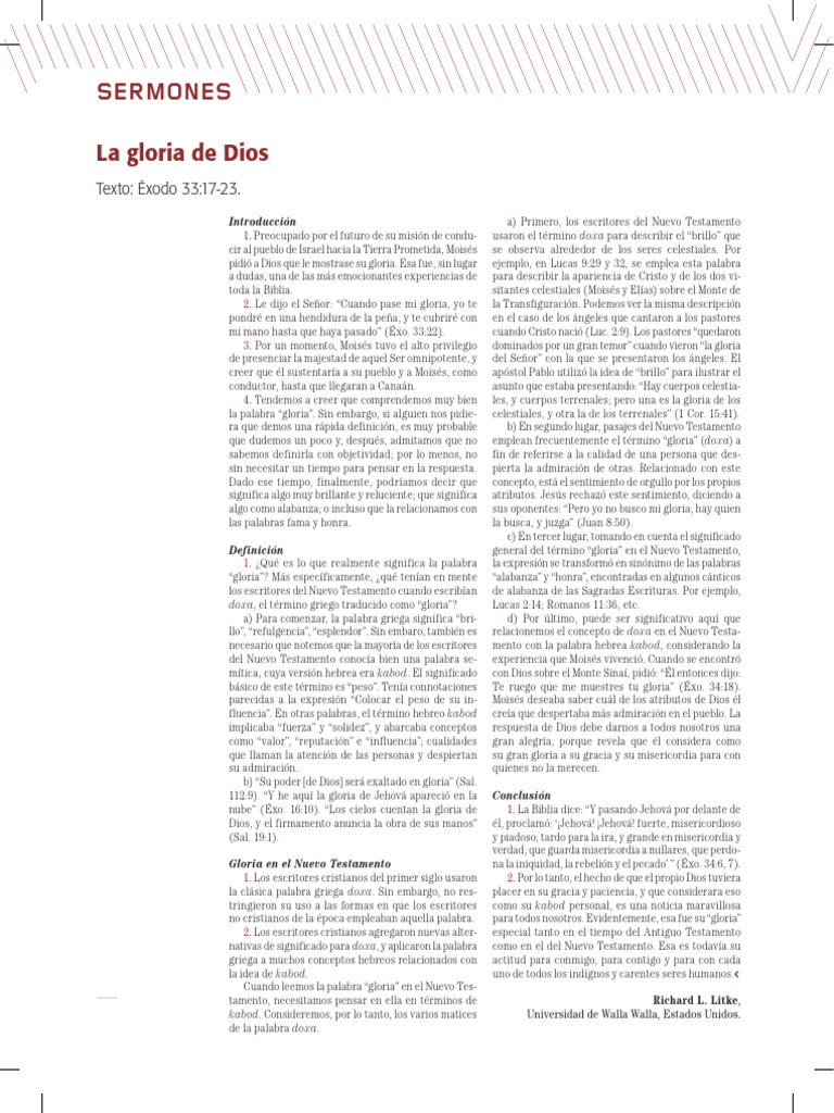 La Gloria de Dios en Éxodo 33:17-23 | PDF | Gloria (Religión) | Moisés