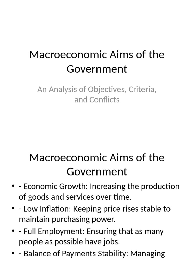Government's Macroeconomic Objectives | PDF