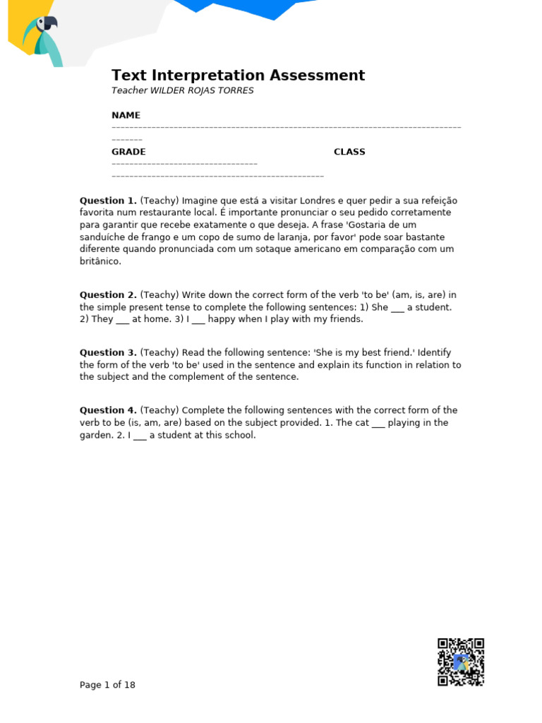 Text Interpretation Assessment | PDF | Semantics | English Language