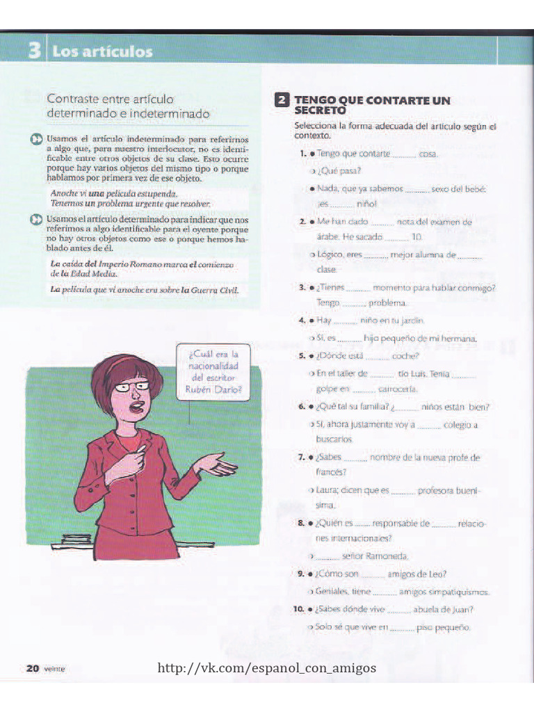 Repaso Artículos - Cuadernos de gramática española | PDF