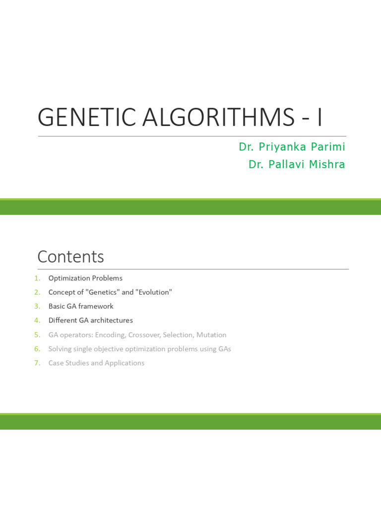 Unit 03 Genetic Algorithms I | PDF | Genetic Algorithm | Mathematical Optimization