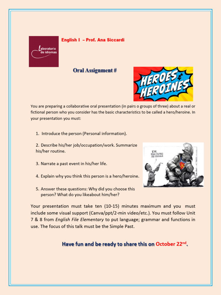 English I-Oral Assignment 4-2024 | PDF