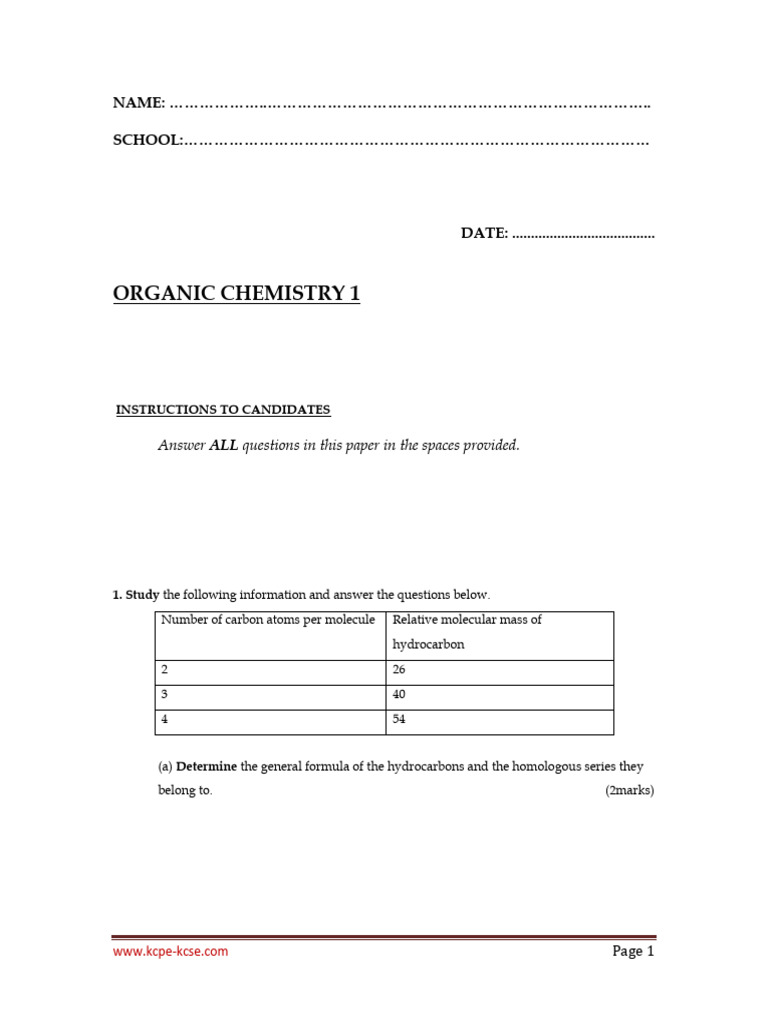 Organic Chemistry 1 q1 | PDF | Chemical Reactions | Molecules