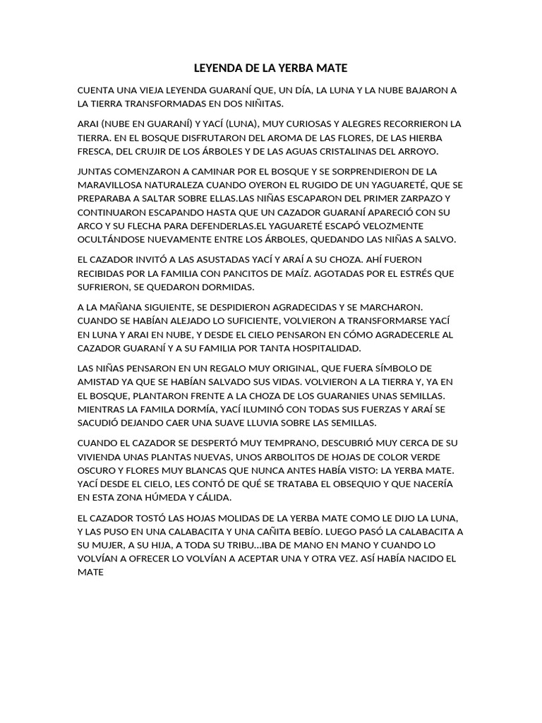 Leyenda de La Yerba Mate | PDF