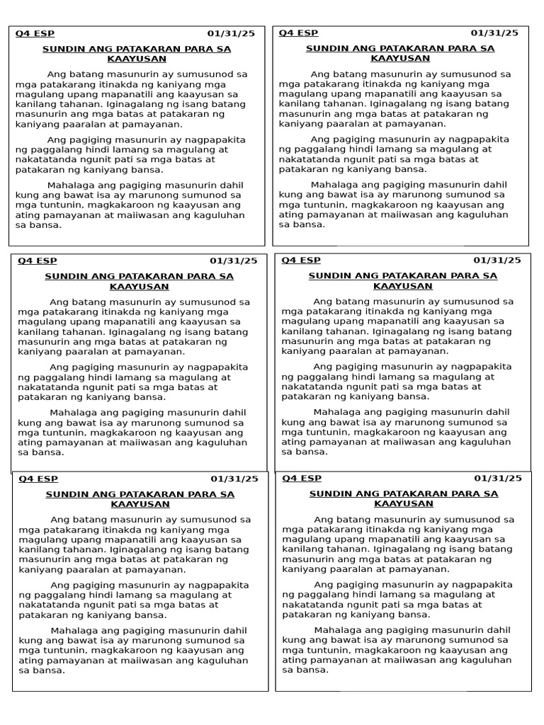 4TH Quarter Esp Lesson 2 | PDF