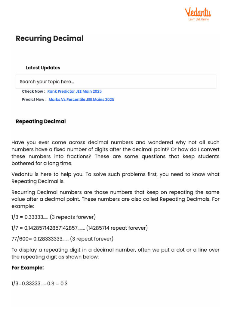 Recurring Decimal | PDF