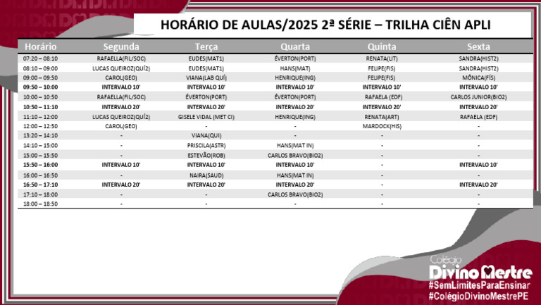 2 Série Horário 2025 - Trilha Cien Apli | PDF