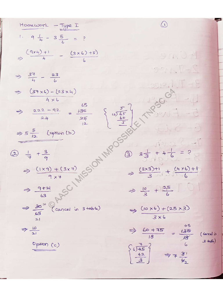 Simplification Class 1 Homework - Solution | PDF