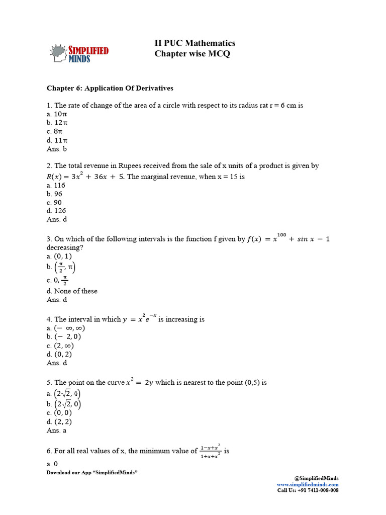 Chapter 6 Application of Derivatives | PDF | Calculus | Mathematics