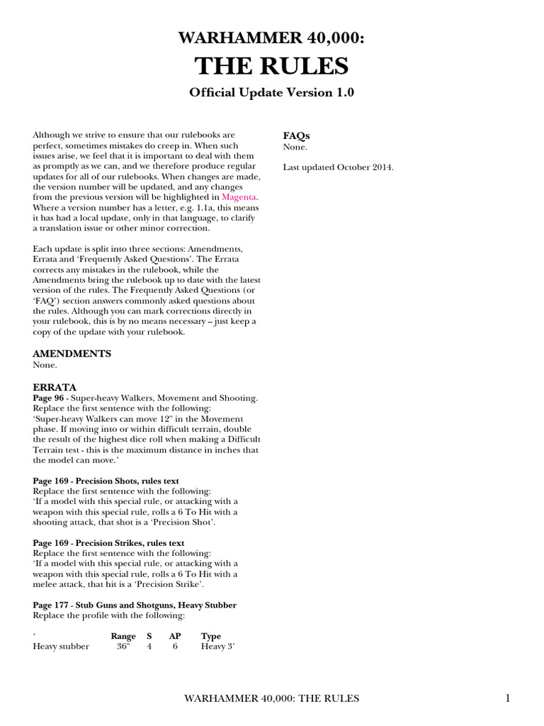 40K Precision Rule Update | PDF