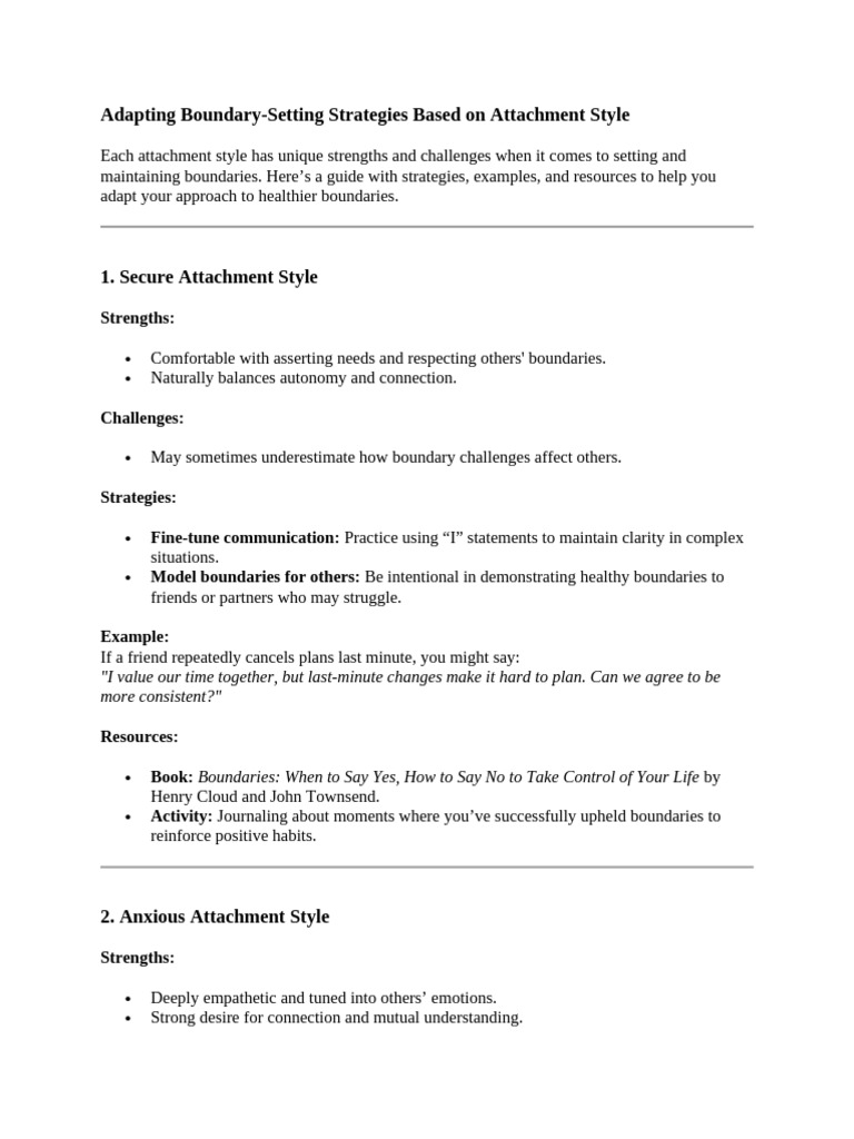 Boundary-Setting by Attachment Style Guide | PDF | Attachment Theory ...