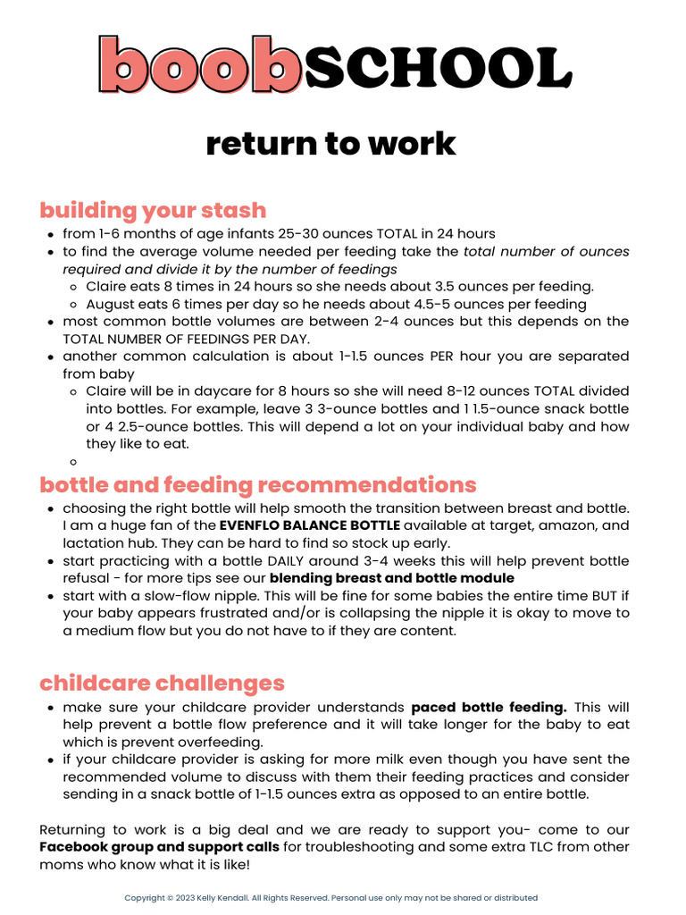 BONUS Return To Work | PDF