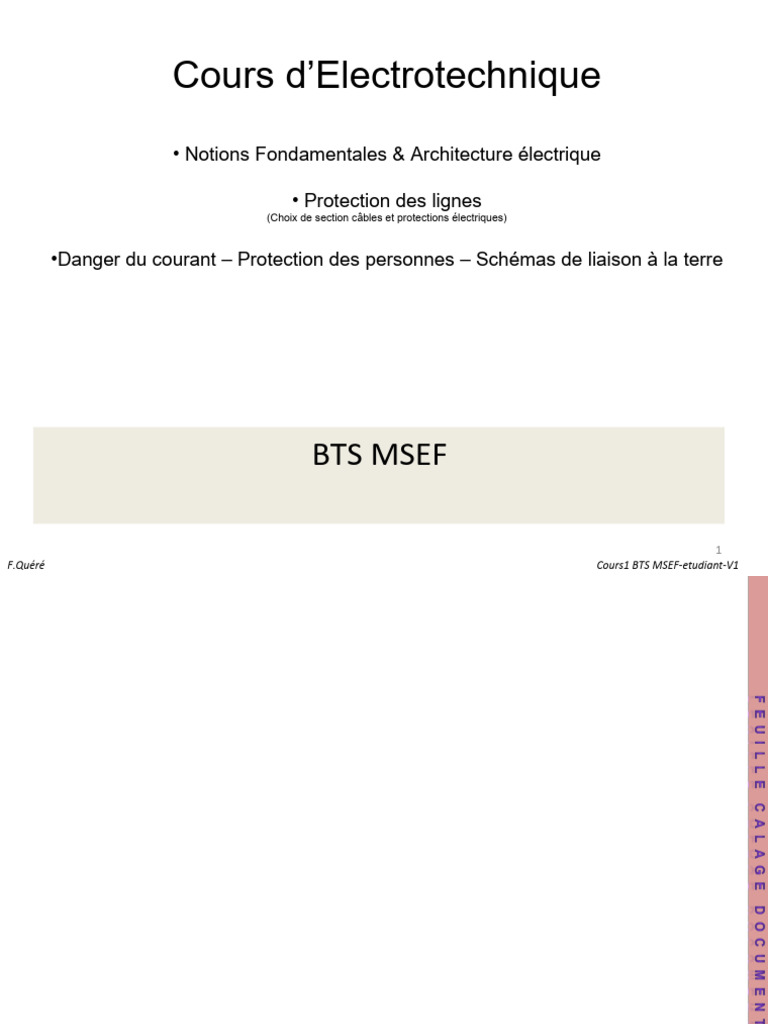 Cours1 BTS MSEF-etudiant-V1 | PDF | Fusible (électricité) | Composants ...