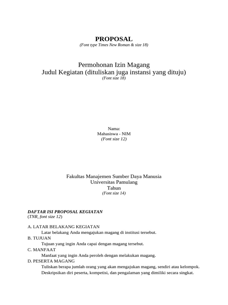 Format Proposal Magang | PDF