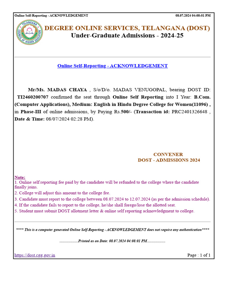 Chaya Online Payment Reciept | PDF