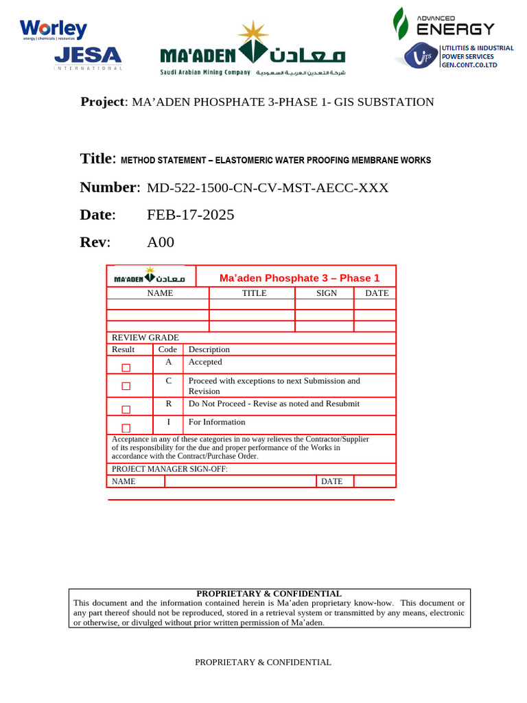 Elastomeric Waterproofing Method Statement | PDF | Personal Protective ...