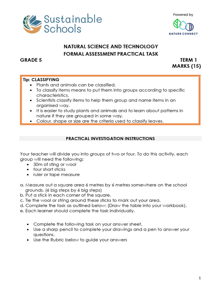 ASSESSMENT - NS Biodiversity GR 5 Term 1 - Assessment Printout | PDF ...