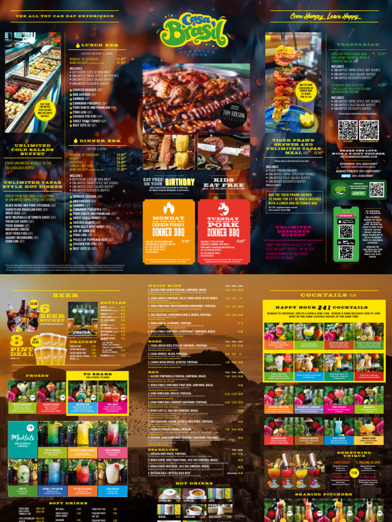 Casa Brasil All-You-Can-Eat Menu | PDF | Sausage | Pork