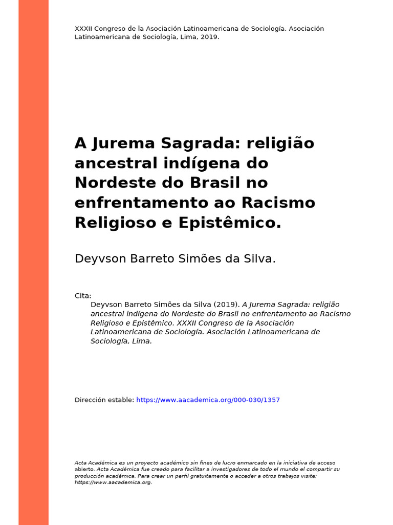 Deyvson Barreto Simões Da Silva (2019) - A Jurema Sagrada Religião ...