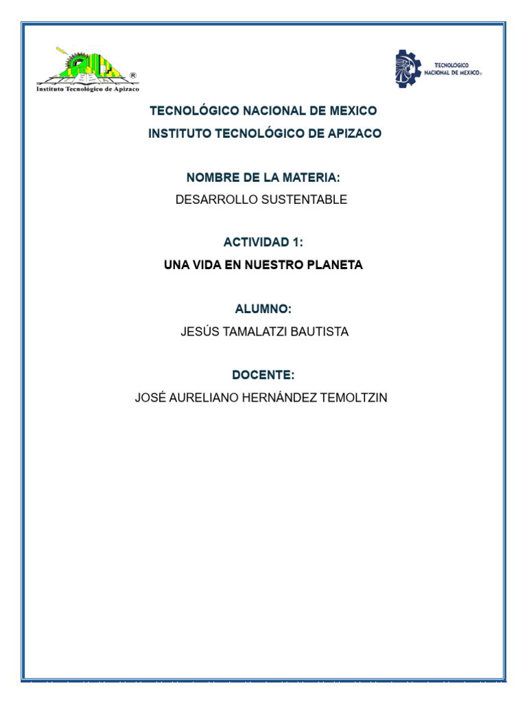Act 1 U2 Una Vida en Nuestro Planeta | PDF | Entorno natural | Naturaleza