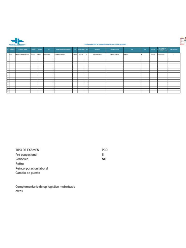 Formato de Programacion de Emos Reincor Calderon - 05.11 | PDF
