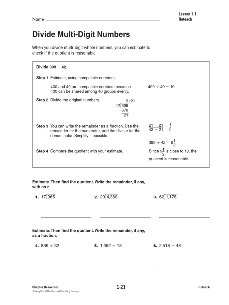 Divide Multidigit Division | PDF | Numbers | Arithmetic