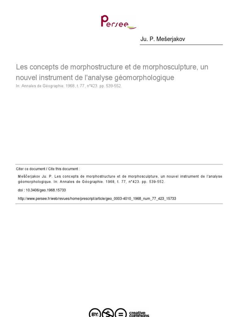 Concepts de morphostructure en géomorphologie | PDF | Histoire