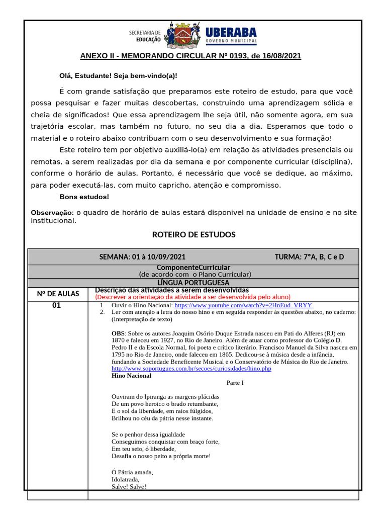 Roteiro de Estudos (1) Português | PDF | Liberdade