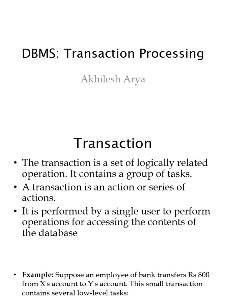 10-DBMS- Transaction | PDF | Computer Data | Databases